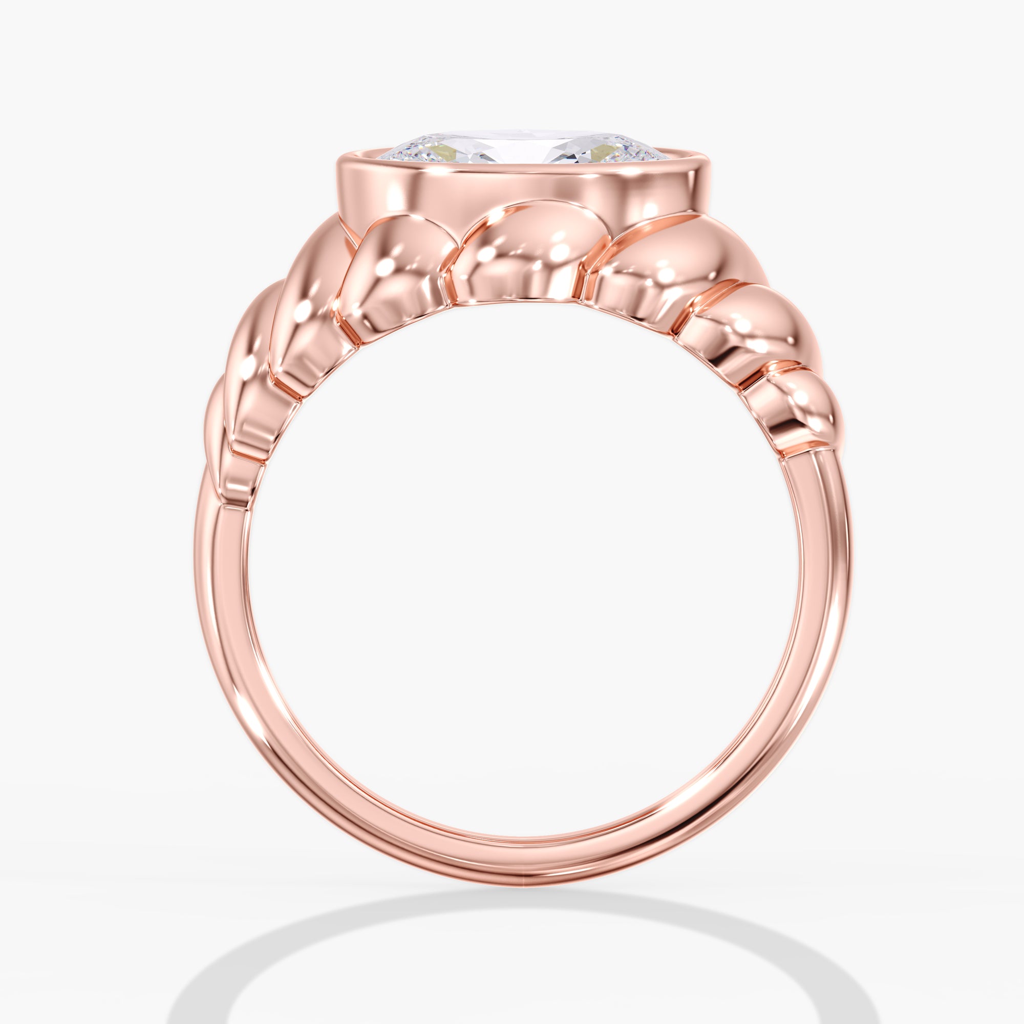 Woven East West Bezel Oval Engagement Ring