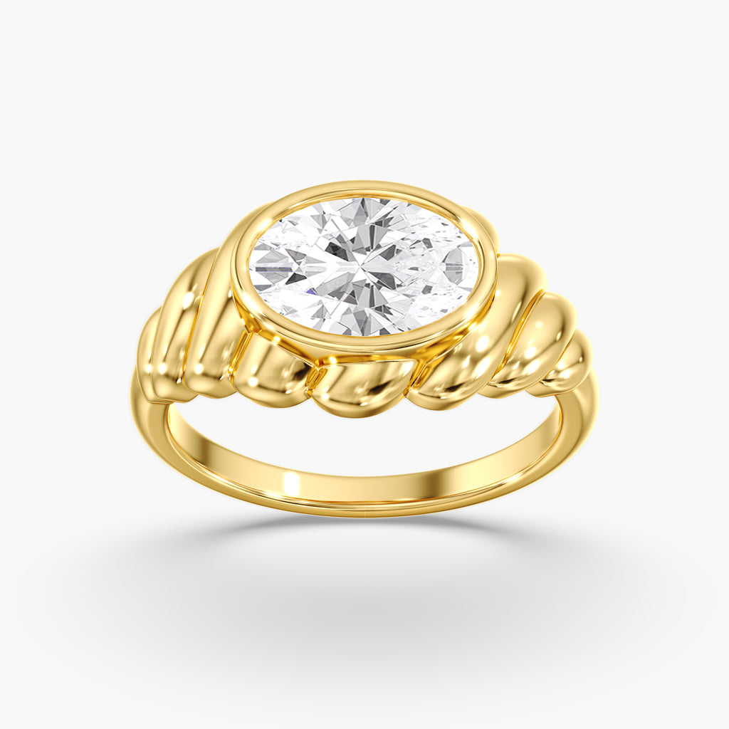 Woven East West Bezel Oval Engagement Ring