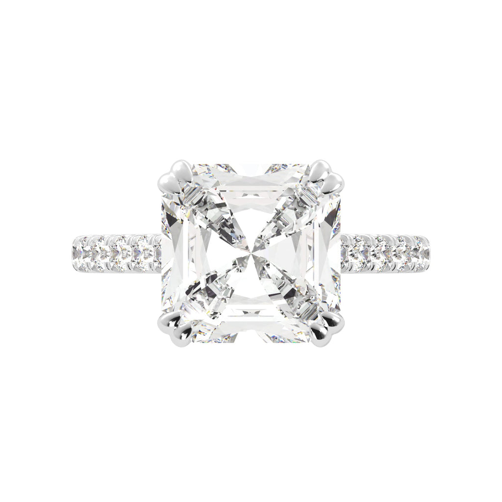 Asscher Cut Hidden Halo Engagement Ring