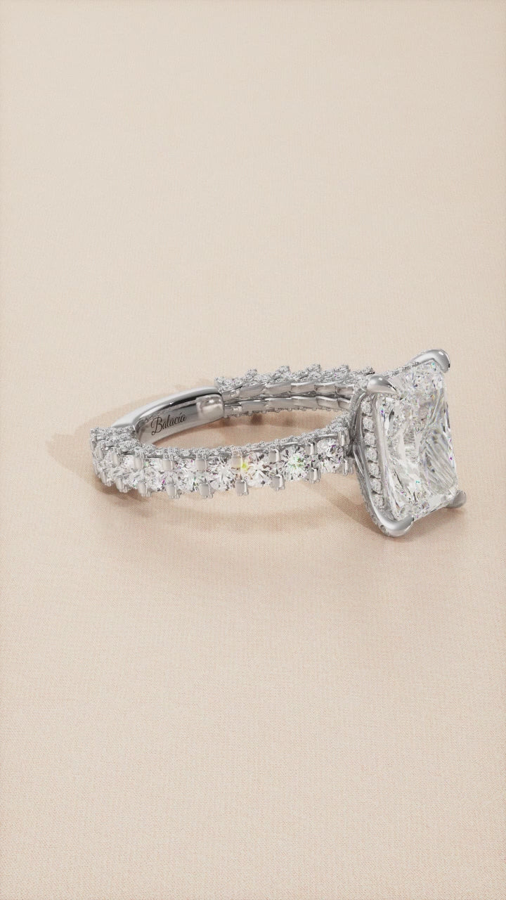 Radiant Cut Iced Out Diamond Engagement Ring