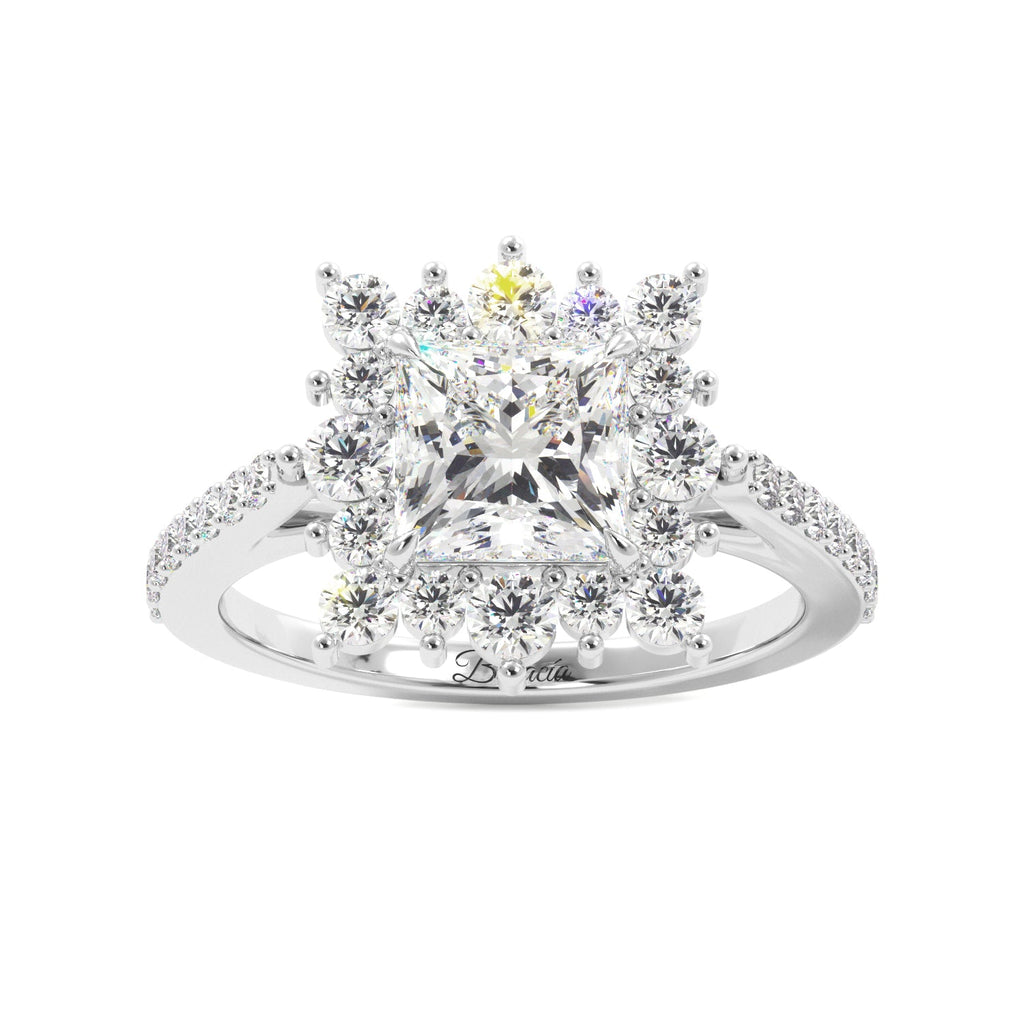 Princess Cut Art Deco Halo Engagement Ring